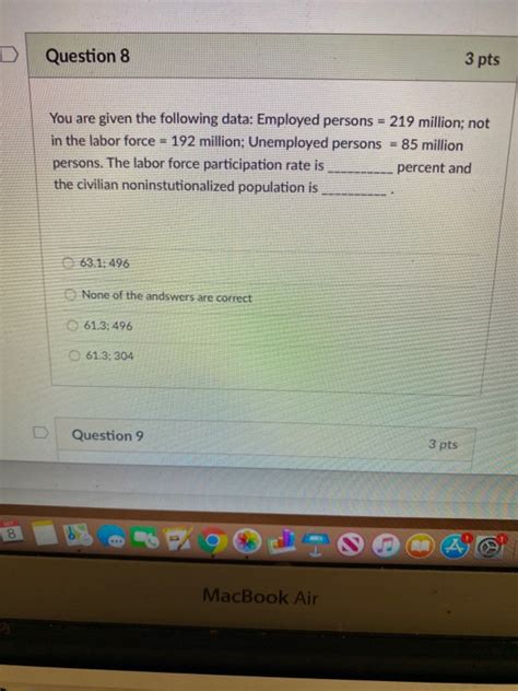 Solved Question 8 3 Pts You Are Given The Following Data