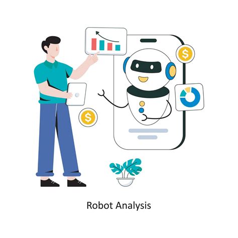 Robot Analysis Flat Style Design Vector Illustration Stock