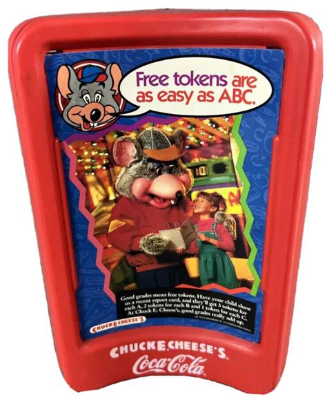 Rare 90s Vtg Chuck E Cheese Showbiz Pizza Time Coca Cola Triple Sided