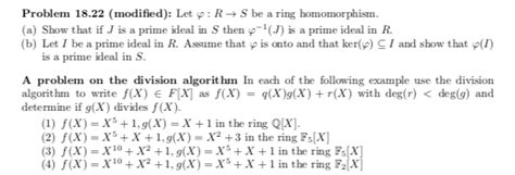 Solved Problem 18 22 modified Let φ RS be a ring Chegg com