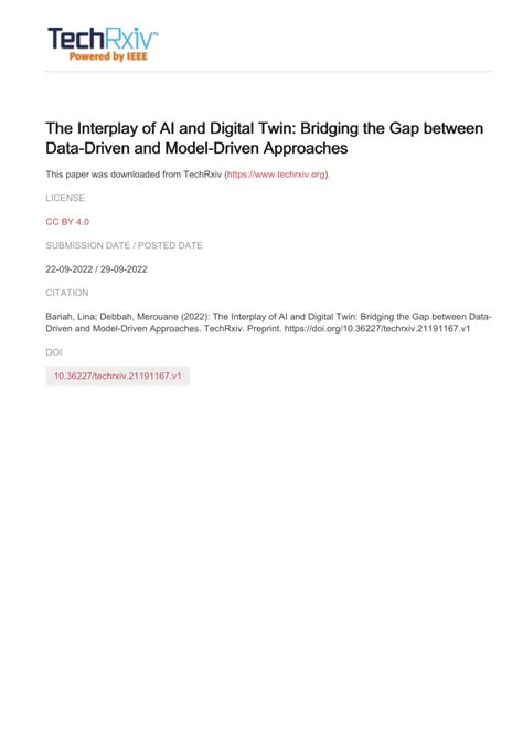 Pdf The Interplay Of Ai And Digital Twin Bridging The Gap Between Data Driven And Model