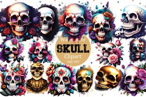 Amazing Floral Skull Clipart Skulls Cli Graphic By Colourful · Creative Fabrica
