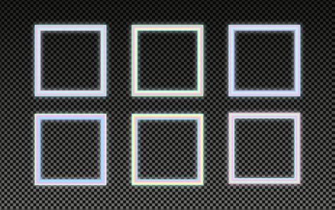 직사각형 홀로그램 프레임 환각 기화 기 스타일에 설정 합니다 빛나는 네온 디자인 요소입니다 0명에 대한 스톡 벡터 아트 및 기타