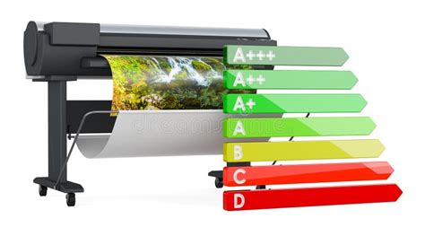 Wide Format Printer With Energy Efficiency Chart 3d Rendering Stock