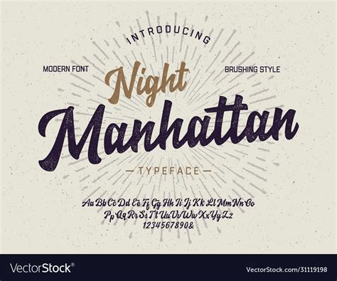 Original Brush Script Font Retro Typeface Vector Image