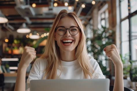 Premium Photo Happy Successful Female Programmer In Office With