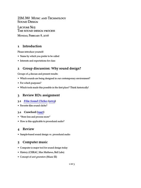The Sound Design Process Pdf Synthesizer Sound Technology