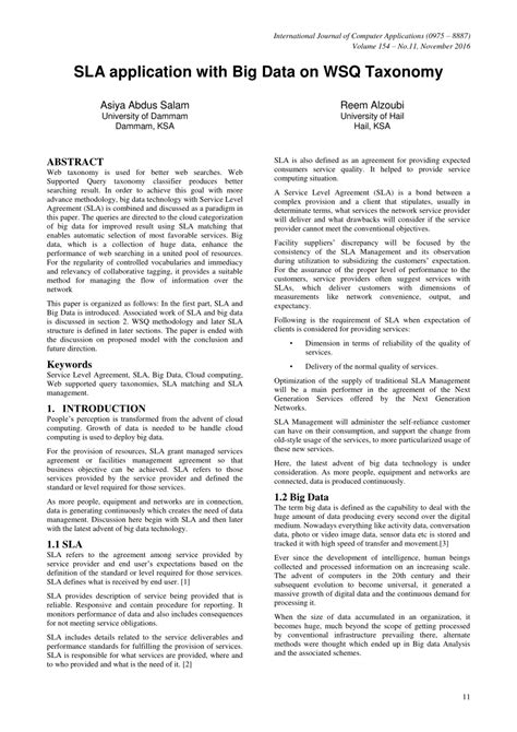 Pdf Sla Application With Big Data On Wsq Taxonomy