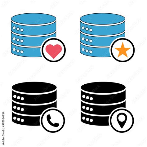 Set Of Database Storage Icon Internet Network Server Cloud Data Symbol