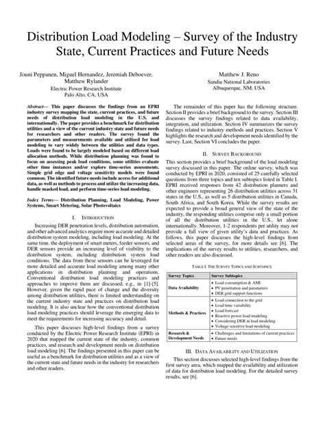 Pdf Distribution Load Modeling Survey Of The Industry State