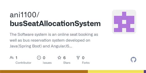 Github Ani1100busseatallocationsystem The Software System Is An