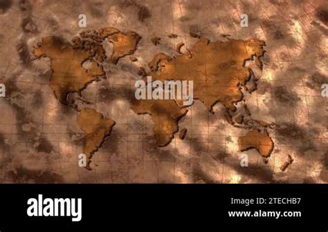 Ancient Metallic World Map Loop Animation Stock Video Footage Alamy