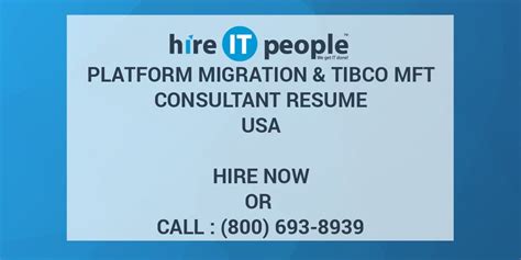 Platform Migration And Tibco Mft Consultant Resume Hire It People We Get It Done