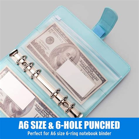 Badu Bg 5 бр компл A6 Джобове за папка за каси Джоб за папка с цип с 6 дупки и пластмасов джоб