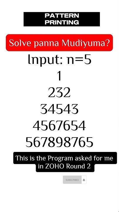 full video up here solve this program today pattern printing programming zoho round 2