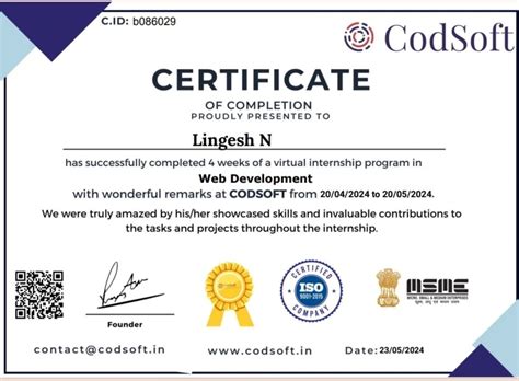 lingesh n on linkedin codsoft cip webdevelopment internship coding technology…