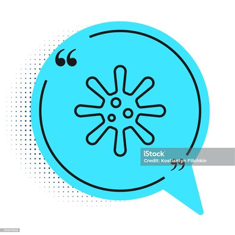 흰색 배경에 격리 된 검은 줄 박테리아 아이콘 박테리아와 세균 미생물 질환을 일으키는 세포암 미생물 바이러스 곰팡이 파란색 음성