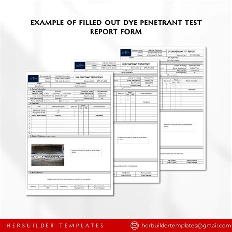 Dye Penetrant Test Report Form Liquid Penetrant Test Report Weld Test