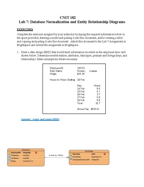 Lab 7 Babe Answers Works CNIT 182 Lab 7 Database Normalization And Entity Relationship