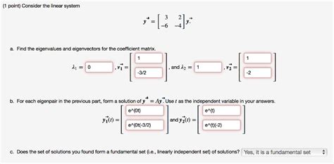 solved 1 point consider the linear system 21 → y a find