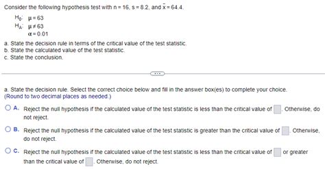 Solved Consider The Following Hypothesis Test With Chegg