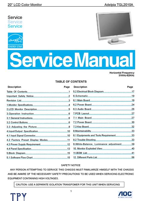 AOC ADELPIA TGL A SERVICE MANUAL Pdf Download ManualsLib