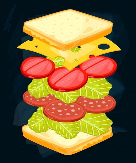 Sándwich Con Salchichas Tomate Queso Lechuga Composición De