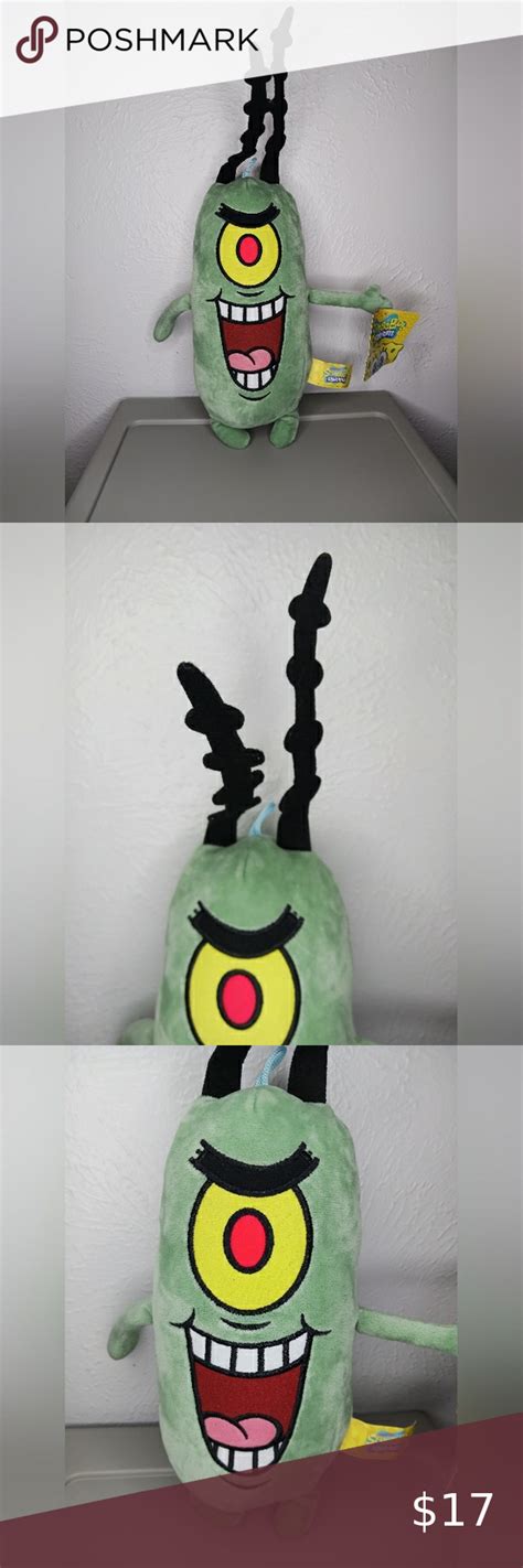 Spongebob Squarepants Plankton Stuffed Plush Toy 11 Official Soft Villain Evil Spongebob