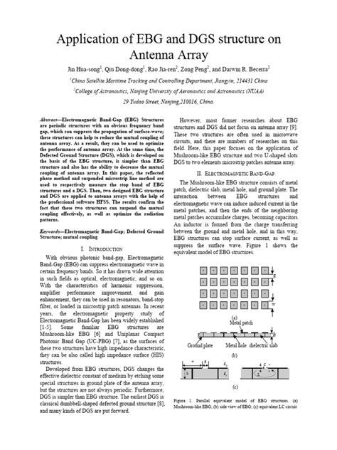 Application Of Ebg And Dgs Structure On Antenna Array Pdf