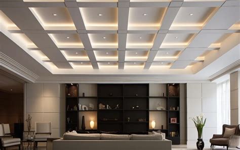 A Ceiling Design Featuring A Grid Pattern With Recessed Panels Ensuring Symmetry Premium Ai