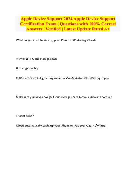 Apple Device Support Exam Sample Questions With Certified Solutions Docmerit