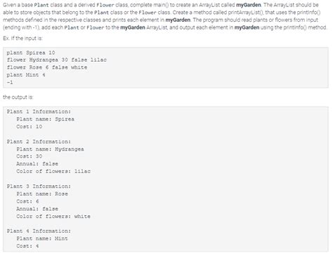Solved Java Plant Java File And Flower Java Files Can NOT Chegg Com