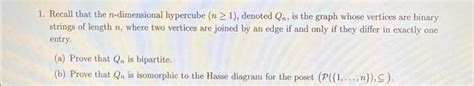 Solved 1 Recall That The N Dimensional Hypercube N 2 1