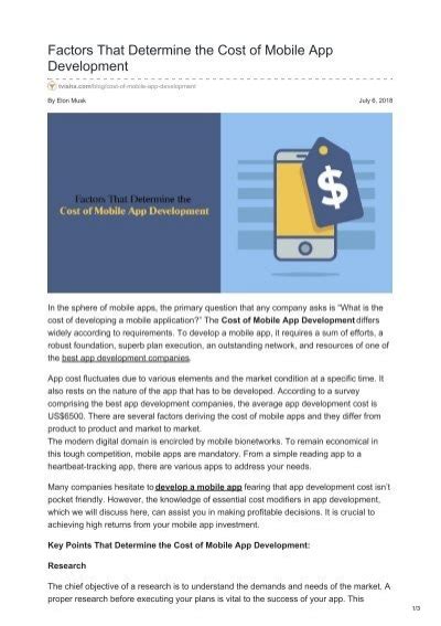 Factors That Determine The Cost Of Mobile App Development