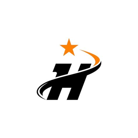 움직이는 별 로고 디자인이 있는 문자 H 프리미엄 벡터