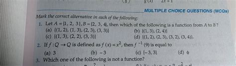 Multiple Choice Questions Mcqs Mark The Correct Alternative In Each Of