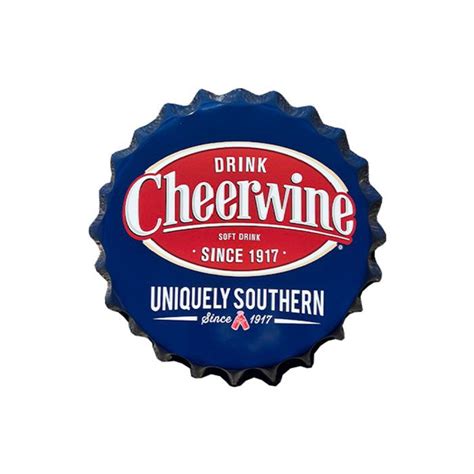 Cheerwine Bottle Cap Sign Uniquely Southern Blue