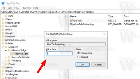 Disable Microsoft Edge Tab Preloading In Windows 10