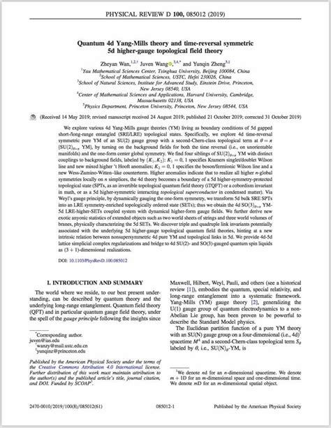 Recent Publications By Juven Wang Cmsa