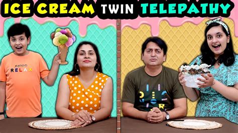 Ice Cream Twin Telepathy Challenge Mom Vs Dad Eating Challenge