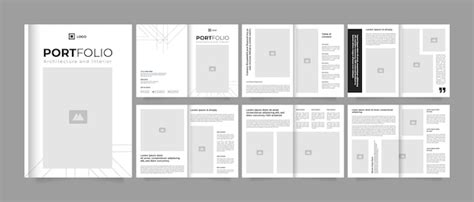 아키텍처 포트폴리오 브로셔 디자인 또는 포트폴리아 템플릿 디자인 프리미엄 벡터