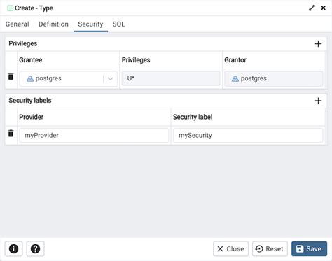Type Dialog — Pgadmin 4 98 Documentation