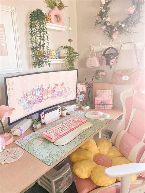 Cozy Pink Gaming Setup