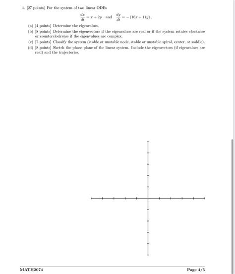solved 4 [27 points for the system of two linear odes dr x