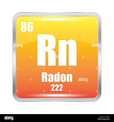 Radon Icon Rn Chemical Element Atomic Number 86 Mass 222 Yellow