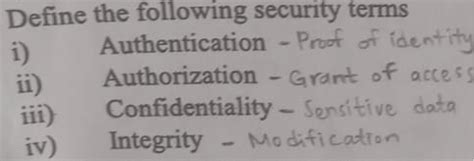 solved define the following computer security