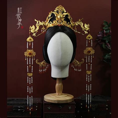 红妆匣子原创 明制汉服发饰大明贵妇荻髻凤凰头面发冠汉婚头饰 淘宝网 花瓣网