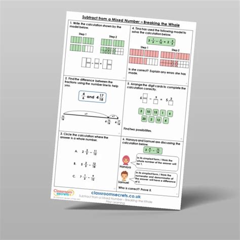 Year 5 Subtract Fractions Prior Learning Resource Classroom Secrets