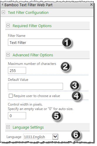 Configure Text Filter Web Part Bamboo Solutions