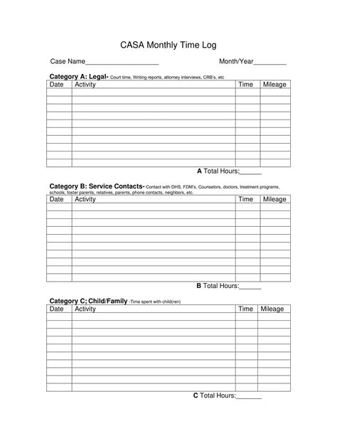 Free Printable Time Log Templates Pdf Excel Word